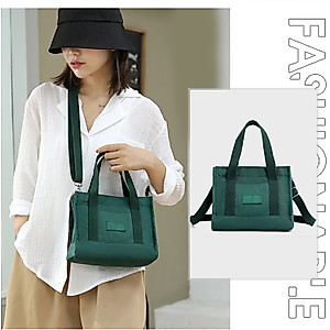 MINKARS Mini Tote Bag for Women Nylon Crossbody Purse, Dark Green 9”