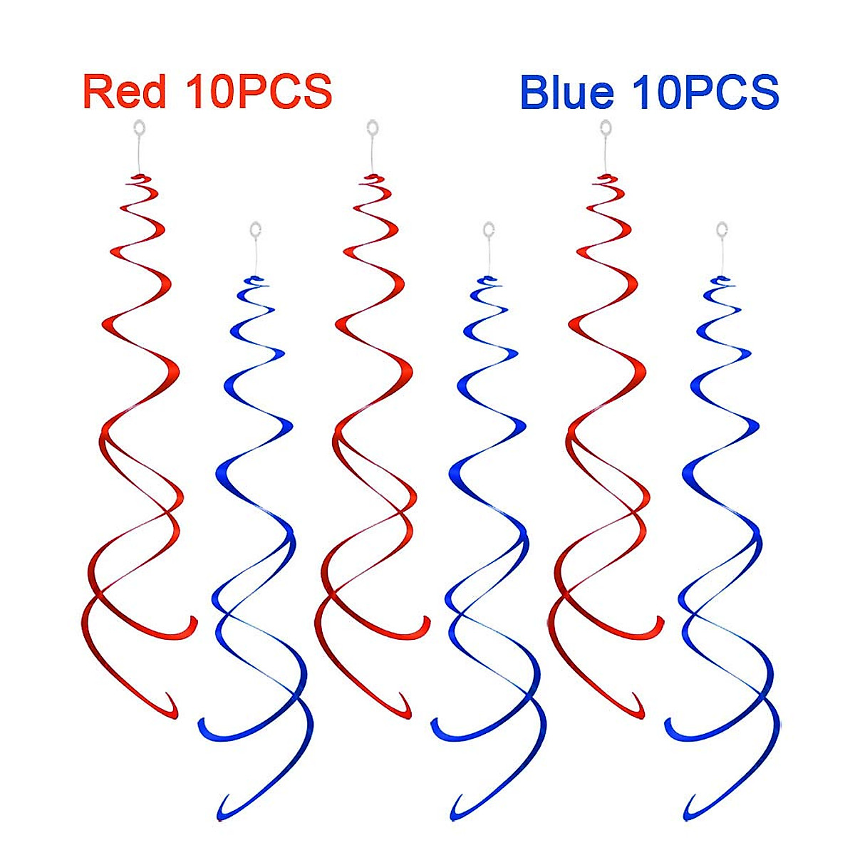 AimtoHome Party Swirl Decorations, Red and Blue Foil Ceiling Hanging Swirl Decoration, Whirls Decorations for Birthday | Wedding | Anniversary | Graduation Party Supplies, Pack of 20
