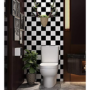 Livelynine Checkered Black and White Vinyl Flooring Roll 15.8x78.8 in Floor Contact Paper Waterproof Peel and Stick Tile Flooring for kitchen Linoleum Bathroom Wallpaper Self Adhesive Wall Covering