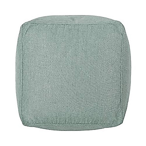 Christopher Knight Home Tattnall Contemporary Two Tone Fabric Cube Pouf, Teal, Beige