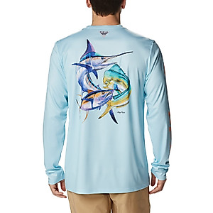 Columbia Men's Terminal Tackle PFG Carey Chen Long Sleeve, Spring Blue/Offshore Slam, X-Large