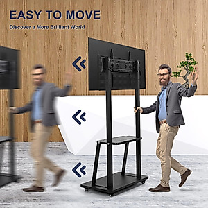 Maiproo Mobile TV Cart Rolling Floor Stand for 32-70 Inch LCD LED OLED Flat Panel Screens Smartboard Movable Holds up to 100lbs with Shelf Locking Wheel Height Ajustable Heavy-Duty