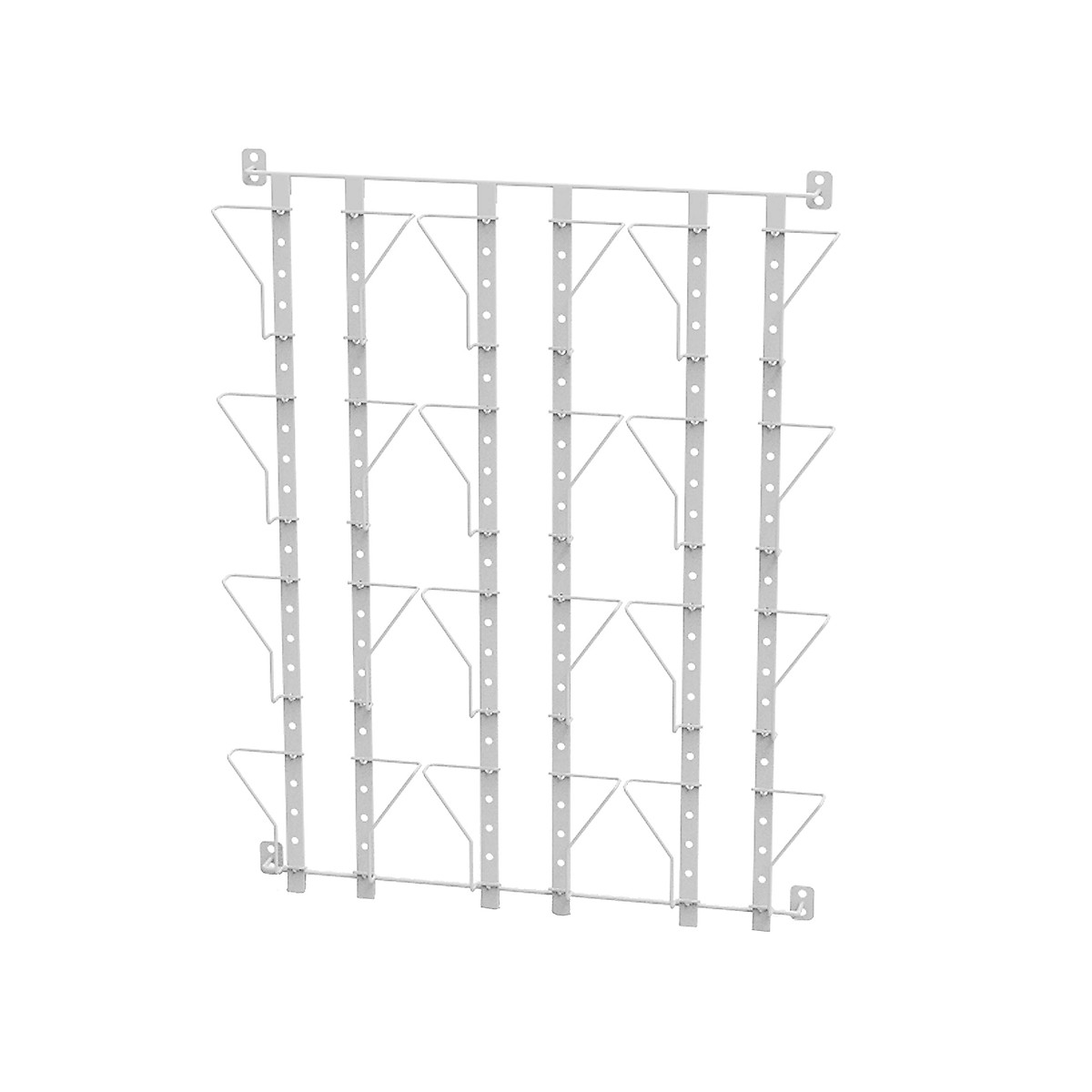 FixtureDisplays® Up to 6.25" Wide 12-Pocket Adjustable Display Rack, Wall Mounted Greeting Post Card Christmas Holiday Card Holders White Bars Silver Pockets 11608-WHITE-TRIPLE-NF