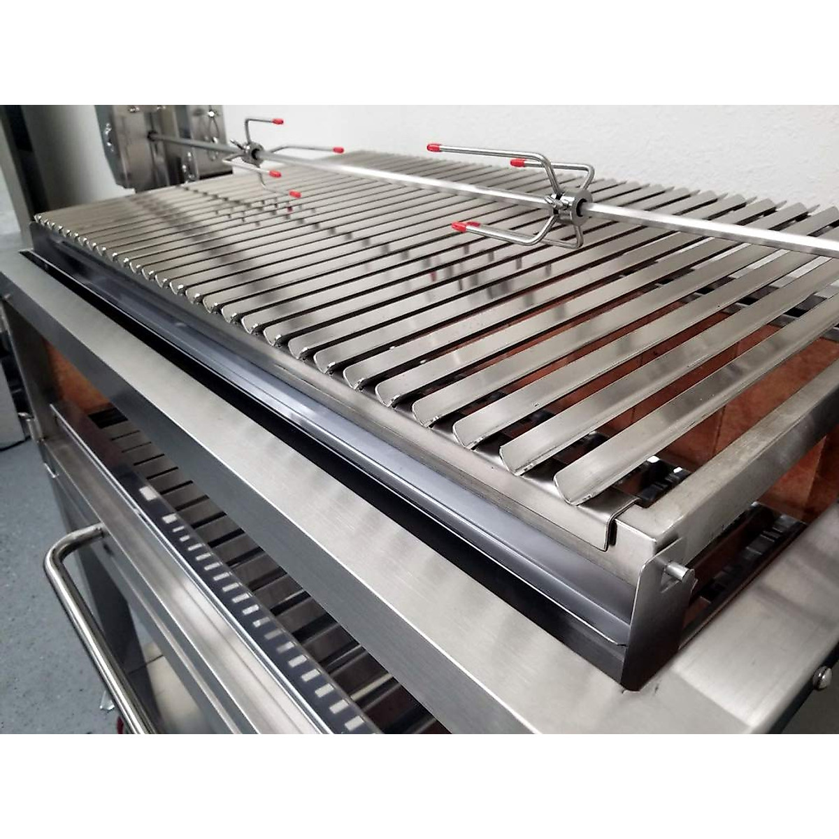 Charcoal Outdoor BBQ, Stainless Steel #430 Body and #304 Grates, Rotisserie Parrilla Santa Maria/Argentine Grill Spit