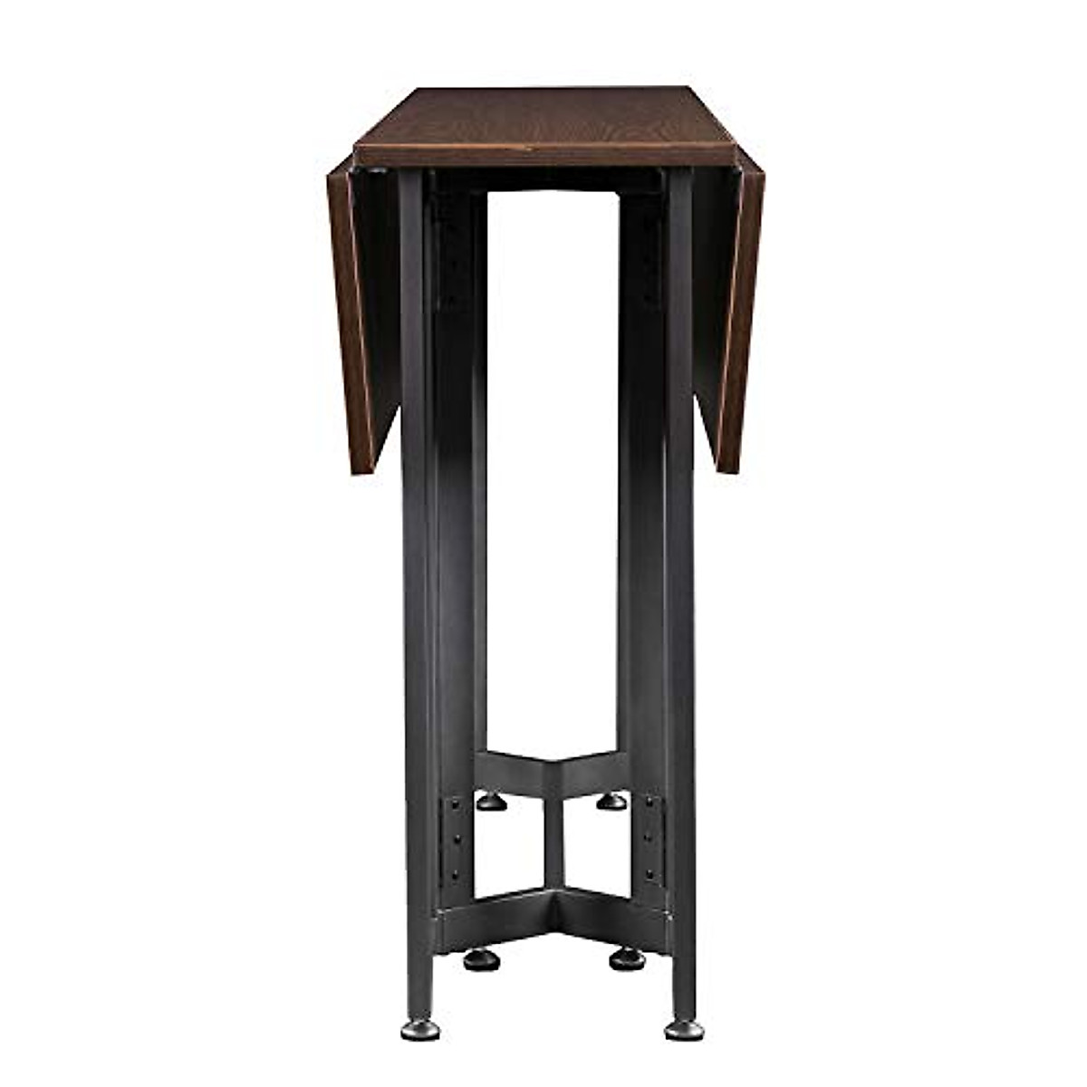 SEI Furniture Driness Drop Leaf Console to Dining Convertible Table, Dark Tobacco, Gunmetal Gray