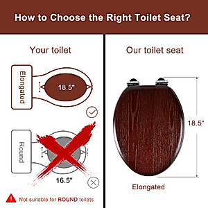 Angel Shield Elongated Wood Toilet Seat with Quiet Close,Easy Clean,Quick-Release Hinges(Elongated,Dark Walnut)