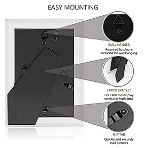 5x7 White Picture Frames Set of 2, Solid Wood Photo Frame with High Definition Glass, Rustic Simple Classic Handmade Wooden Frames for Wall Gallery Mounting or Table Top Display Decoration