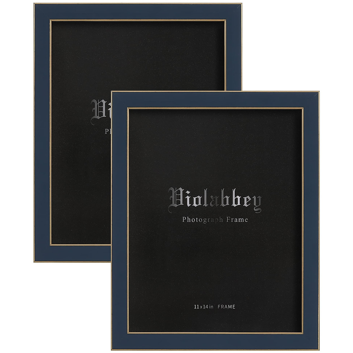 VIOLABBEY 11x14 Picture Frame Navy Blue Set of 2, Modern Style 11 by 14 Photo Frame, High Definition Tempered Real Glass, Wall or Tabletop Display