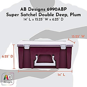 AB Designs 6990ABP Super Satchel Double Deep with Removable Dividers, Stackable Home Storage Organization Container, Plum