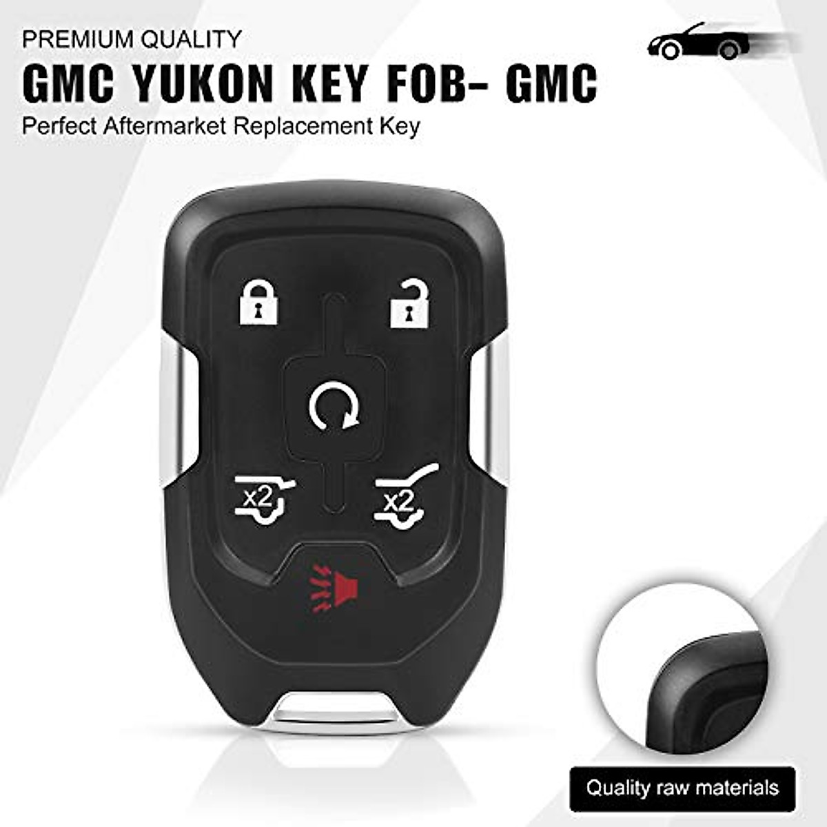 Car Key Fob Fit for GMC 2015-2020 Yukon/ Yukon XL Smart Key Compatible with Chevy 2015-2020 Suburban Chevrolet Tahoe (HYQ1AA) 6-Buttons 315 MHz Self-prgrammed Keyless Entry System