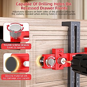 Enhanced Model Cabinet Hardware Jig,Adjustable Cabinet Handle Template Tool for Knobs,Handles and Pulls,Drawer Hardware Jig for Drawer Cabinet Installation,High Precise Woodworking Drill Guide