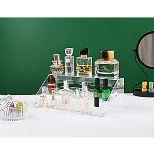 AISIDERK 12" Acrylic Riser, Acrylic Shelves - 3-Tier Clear Perfume Organizer,Sturdy and Stable Acrylic Organizer for Display Decorative,Skincare Organizers for Countertop, Tabletop, Collectibles, Nail