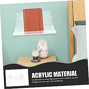 HOMSFOU Organizer Mount Bookshelf Wall Mounted Transparent for Store Record Show Clear Showing Practical Home Invisible Rack Office Shelf Kitchen Lp Book Album Acrylic Magazine Floating