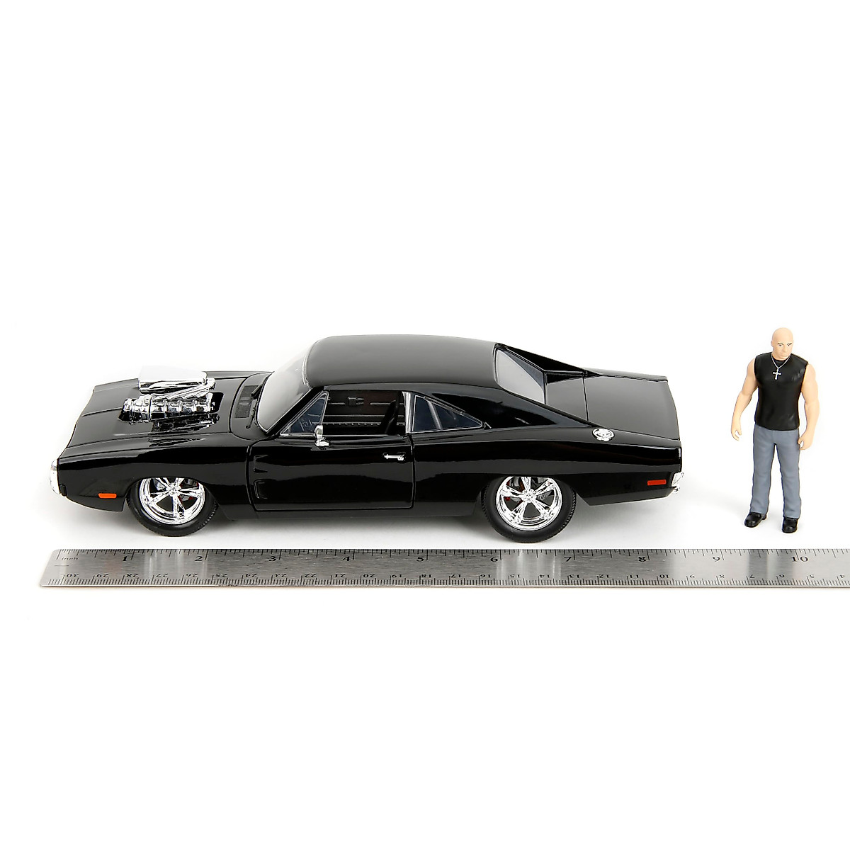 Fast & Furious 1:24 Dom's Dodge Charger Die-cast Car & 2.75" Dominic Toretto Figure, Toys for Kids and Adults