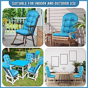 Vemkyrio 4 Pack Adirondack Chair Cushion, Waterproof&Fade-Resistant Rocking Chair Cushion - High Back Patio Cushions Lengthen, Thickened Patio Chair Pad for Outdoor and Indoor (Blue)