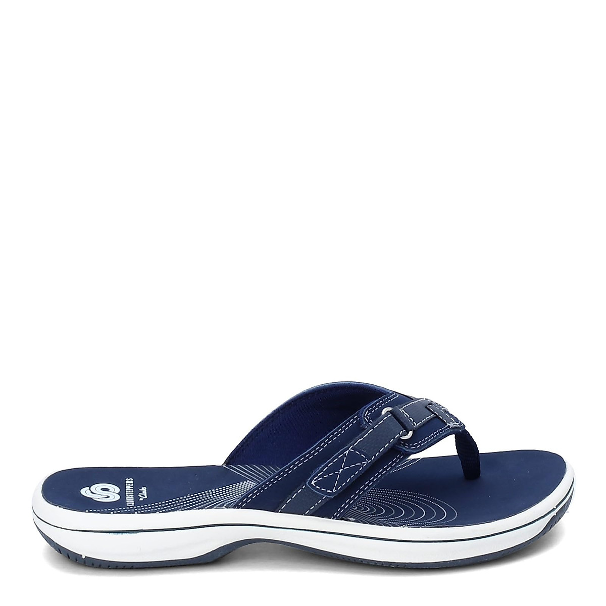 Clarks Women's Breeze Sea Flip-Flop, Navy Synthetic, 11
