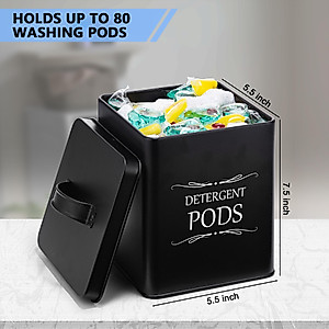 Meraki Home Laundry Detergent Container Set – 2-Pack Detergent Holder with Scoop - Laundry Detergent Sheets and Pods Container - Laundry Room Organization and Storage - Matte Black