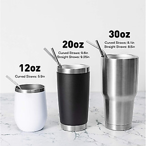 MEWAY 8Pack Reusable Stainless Steel Metal Straws with Case - Long Drinking Straws for 20 oz Dishwasher Safe - 2 Cleaning Brushes Included