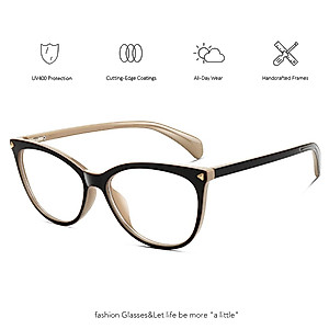 MEETSUN Non Prescription Glasses Frames For Women，Retro Cateye Fake Eyeglasses HD Clear Lens (Dark Brown Frame Clear Lens)