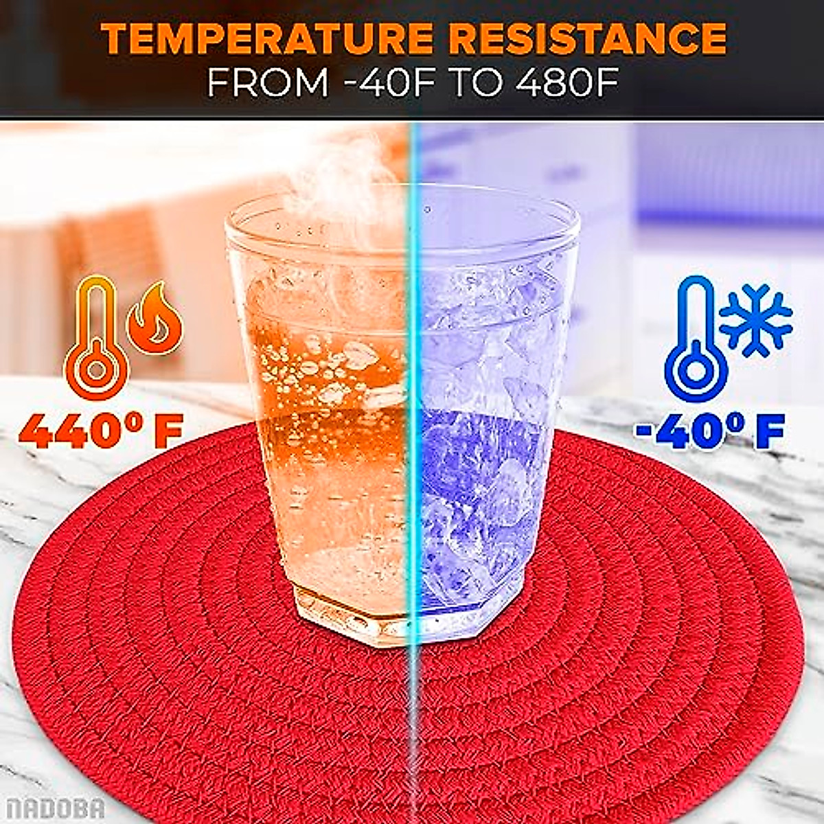 3Pcs Trivets for Hot Dishes - Red Instant Pot Trivet for Hot Pans Kitchen Decor Pot Mat, Woven Trivet Сotton Trivets for Kitchen Counter Protectors Heat Resistant Pads for Countertops