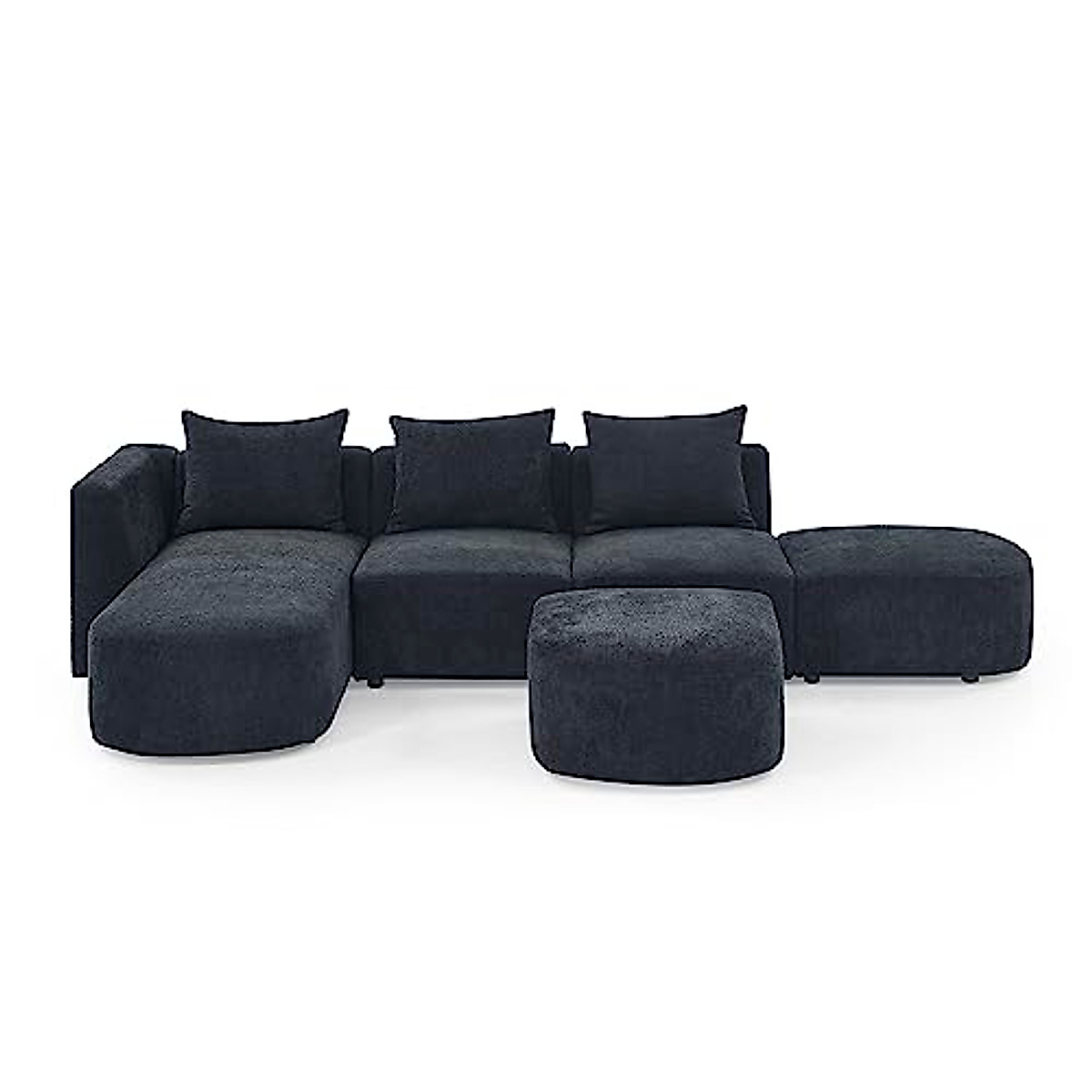 Free Combination Upholstered Reversible Modular Sectional Sofa,Rearrangeable L-Shaped Corner Cloud Deep Sofá with Left Side Chaise,Ottoman and Waist Pillows for Living Room Office Furniture Set