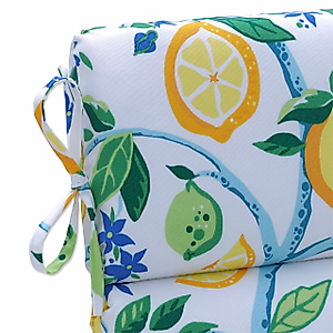 Pillow Perfect Outdoor/Indoor Lemon Tree Round Corner Chair Cushion, 1 Count (Pack of 1), Yellow