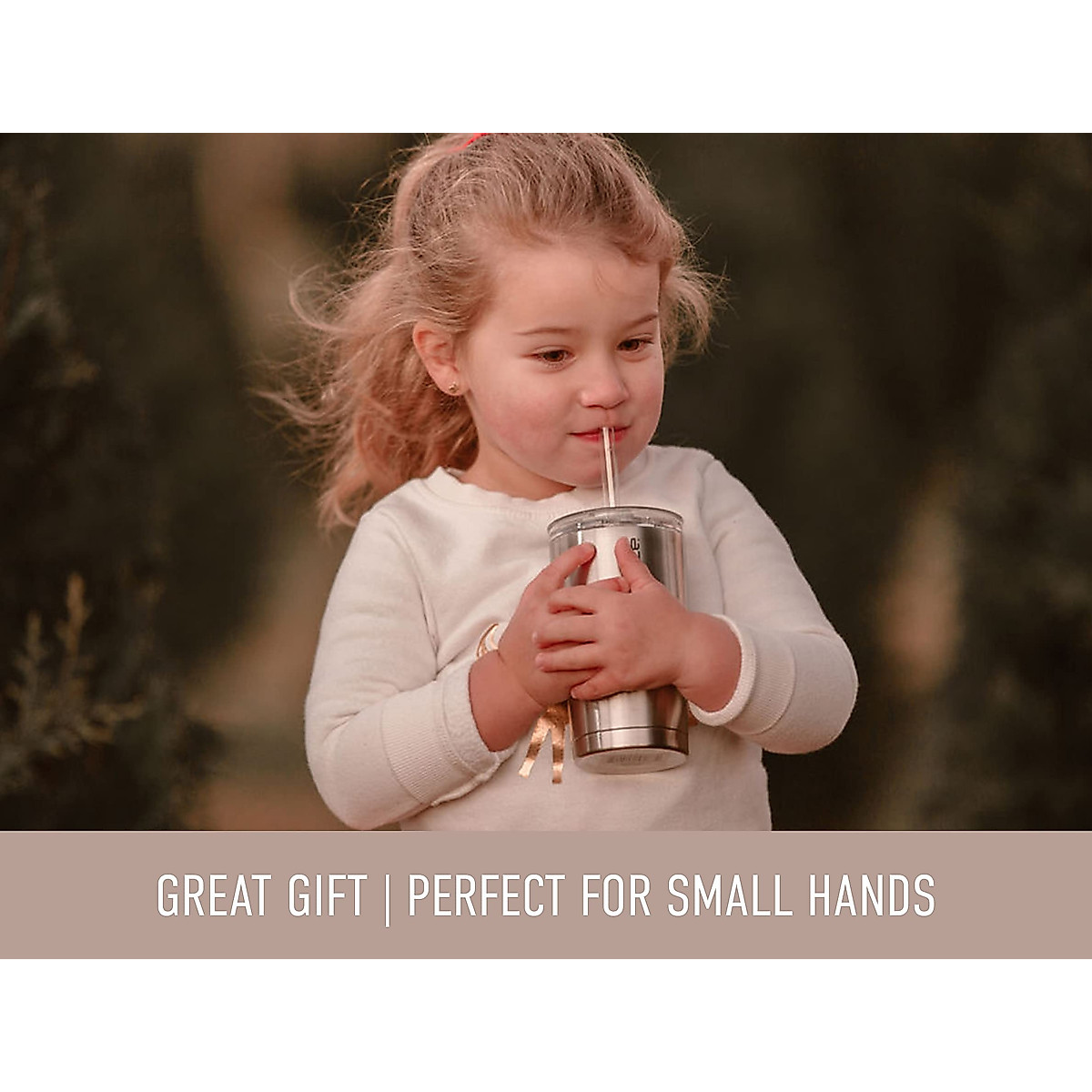 Reduce 14 oz Coldee Tumbler – Reusable Vacuum Insulated Stainless Steel Cup with Straw and Lid – Small and Perfect for Kids – Gripster Finish, Morning Rays