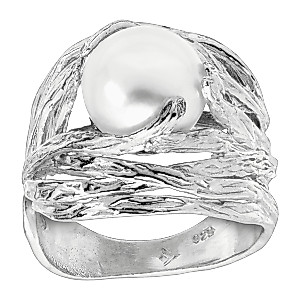 Silpada 'Nested Cultured Pearl' 9.5-10 mm Freshwater Cultured Pearl Ring in Sterling Silver, Size 8 Size 8