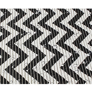 Splash Home Chevron Softee Bath Single Mat Bathtub Mat, Non-Slip Extra-Long Shower Mat with 58 Suction Cups, 36 L x 17 W Inches, Machine Washable, 100% PVC Foam - Black