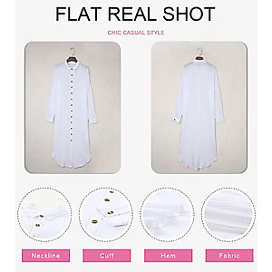 Dokotoo Womens Plus Size Casual Summer Spring Wrap Button Down Front Cotton Long Sleeve Maxi Dress Long Cardigan Beach Boho Cover Ups Shirt Dresses for Women 2023 White Small