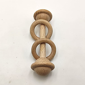 Arakierst 1pcs Beech Wood Ring Rattle Teether Chew Wooden Beads Rattling Teething Gym Montessori Toys Educational Grasp Rattle