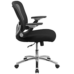 Flash Furniture Sam Mid-Back Black Mesh Executive Swivel Ergonomic Office Chair with Height Adjustable Flip-Up Arms