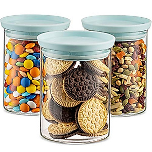 Godinger Food Storage Containers, Stackable Organization Canister Glass Jars - Medium, Set of 3