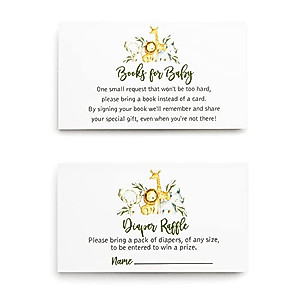 25 Wreath Safari Greenery Baby Shower Invitations (Large Size 5X7 inches), Diaper Raffle Tickets, Baby Shower Book Request Cards with Envelopes Jungle Animal Invites for Boy Neutral Baby Showers