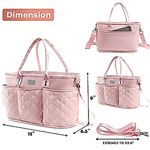 AMOIGEE Women's Insulated Lunch Bag, Pink, 24 Can Capacity, Nylon Material, Leak Proof, Wipeable, Stylish Design