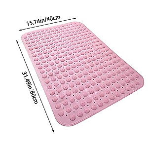 Scceatti Bathroom Rugs Quick Drying Bath Mat 32 x 16 Light Blue Bathroom Floor Mat Shower Mat Extra Large Non Slip Mat for Elderly & Kids Bathroom Drain Holes Strong Suction Cups for Bathroom Floor