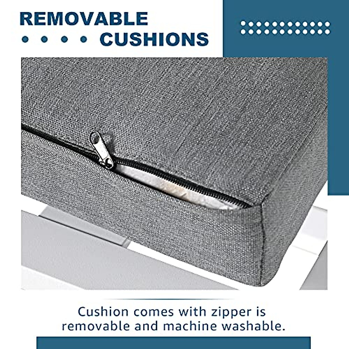 Soleil Jardin Outdoor Ottomans for Patio Set of 2, Assembled Aluminum Outdoor Footstool with Grey Cushions, Small Seat Furniture for Garden Yard Deck Poolside, White Frame…