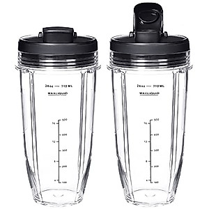 Replacement 24oz Blender Cup For Ninja BN401 BN751 BN801 BN800 BL450 BL456 BL480 Foodi SS401 SS101 TWISTi SS151 SS351 Cups Nutri Ninja Auto IQ Parts Lids Upgraded (2 Pack)