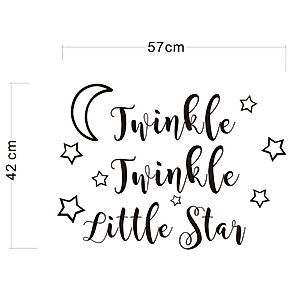 Twinkle Twinkle Little Star Wall Decal Art Vinyl Sticker for Kids Baby Boy Girl's Room Decoration Nursery Bedroom Home Decor YMX29 (Black, 57x42cm)
