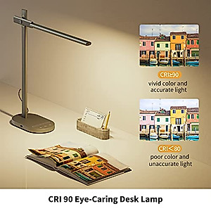 Modern Desk Lamp, ProtoArc Metal Aluminum Alloy Dimmable LED Desk Light with USB Charging Port, Eye-Caring Table Light, Touch Control, 5 Color Modes, 6 Brightness Levels, Timer for Home Office Bedroom