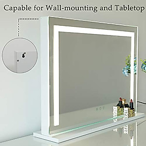 WAYKING Vanity Mirror with Lights, Makeup Mirror with Dimmiable 3 Lighting Modes LED Strip, Wall-Mounted and Tabletop Mirror with USB Charging Port (L22.83 x H17.32 inch)