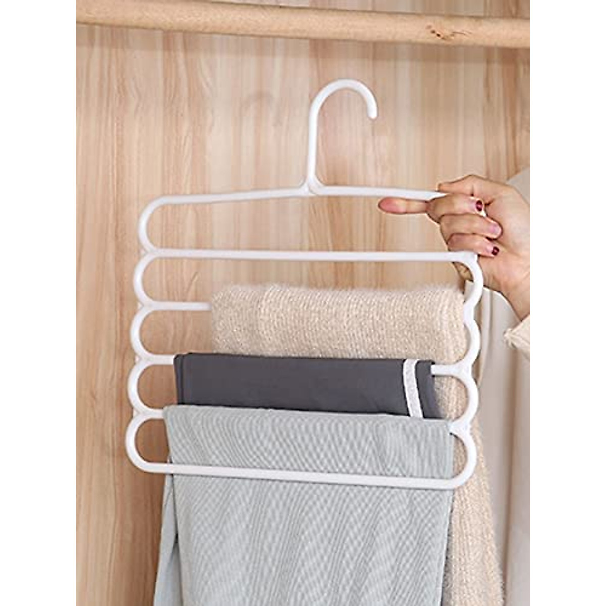 Clothes Hangers Suit Clothes Hangers Suit Hangers 1pc Multifunction Pants Hanger for Sweaters,Coat,Jackets,Pants,Shirts,Dresses Spa (Color : White, Size : One-Size)