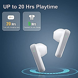 Headphones Headband Wireless Headphones with Mic and Wireless Charging Case 10H Playback Waterproof True Wireless Earbuds LED Power Display Stereo Earphones, Headset for Sport Workout