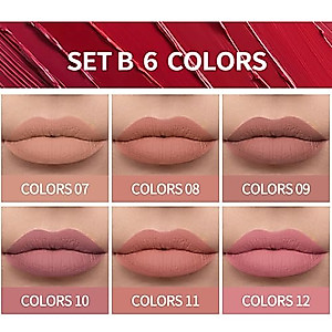 BONNIE CHOICE 6Pcs Nude Matte Liquid Lipstick Set, Waterproof Long Lasting Non-Stick Cup Nude Lipstick 24 Hour Not Fade Matte Lipstick Professional Lip Gloss Makeup Mother's Day Gift Sets for Women