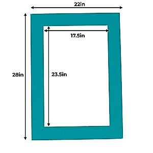 18x24 Mat for 22x28 Frame - Precut Mat Board Acid-Free Teal Blue 18x24 Photo Matte For a 22x28 Picture Frame, Premium Matboard for Family Photos, Show Kits, Art, Picture Framing, Pack of 25 Mats