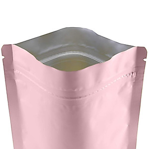 QQ Studio 100 Matte/Glossy Flat/Stand-Up Pouch w/Hang-Hole Aluminum Mylar Foil Heat/ReSealable Food Pouch (6.25" x 9", Matte Pink Standup Bag)