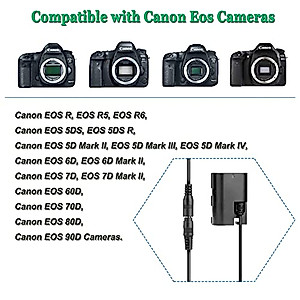ACK-E6 AC Power Adapter Gonine Decode ACK-E6 + DR-E6 DC Coupler Kit (LP-E6/LP-E6N Battery Replacement) for Canon EOS 70D/7D, EOS 60D/6D, EOS 5D Mark II III, EOS 5DS, EOS 5DS-R Camera.