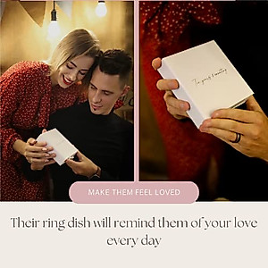 PureRejuva 10th Anniversary Tin Gifts – 4 In, Engraved, Aluminum Wedding Ring Holder Dish & Gift Box – 10 Year Anniversary for Him & 10 Year Anniversary for Her Smooth Style