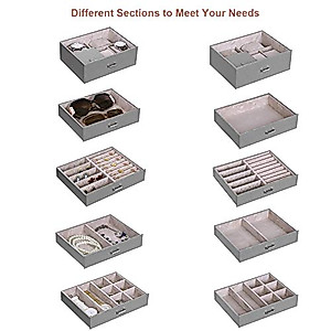 ANWBROAD Large Jewelry Box 6 Tier Jewelry Organizer Box Display Storage Case Holder with Lock Mirror Girls Jewelry Box for Earrings Rings Necklaces Bracelets Gift Faux Leather UJJB004H