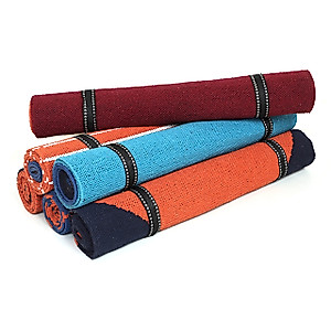 KD Yoga Rug Blanket Convert Plastic Yoga Mat to Eco Friendly 100% Cotton Reipping with Corner Pocket (Red-Orange)